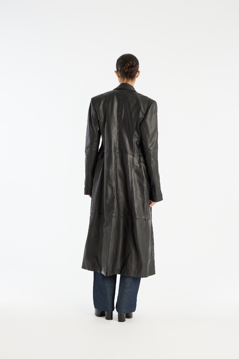 Leather Long Coat Black - ROTATE Birger Christensen