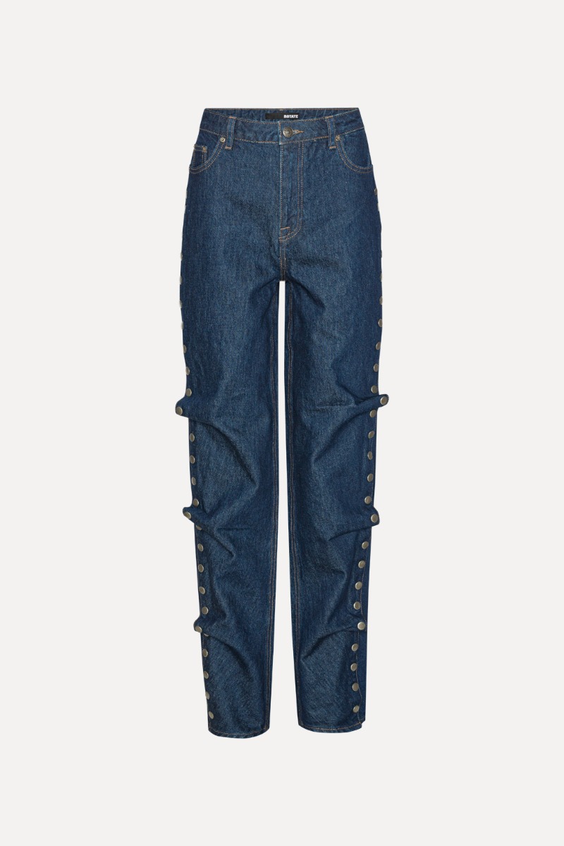 Buttoned Wide Leg Jeans Dark Blue - ROTATE Birger Christensen