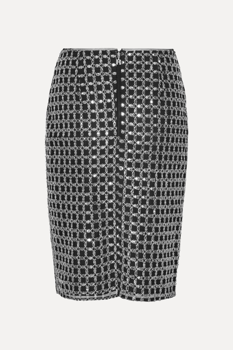 Beaded Long Mini Skirt Black - ROTATE Birger Christensen