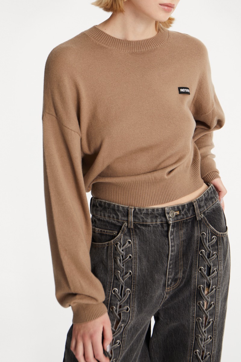 Basic Crewneck Sweater Brown - ROTATE Birger Christensen