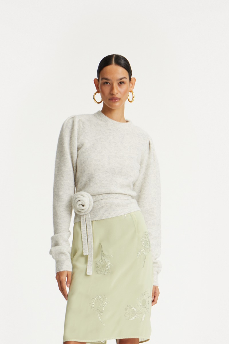 Knit Puff Crewneck Light Grey - ROTATE Birger Christensen