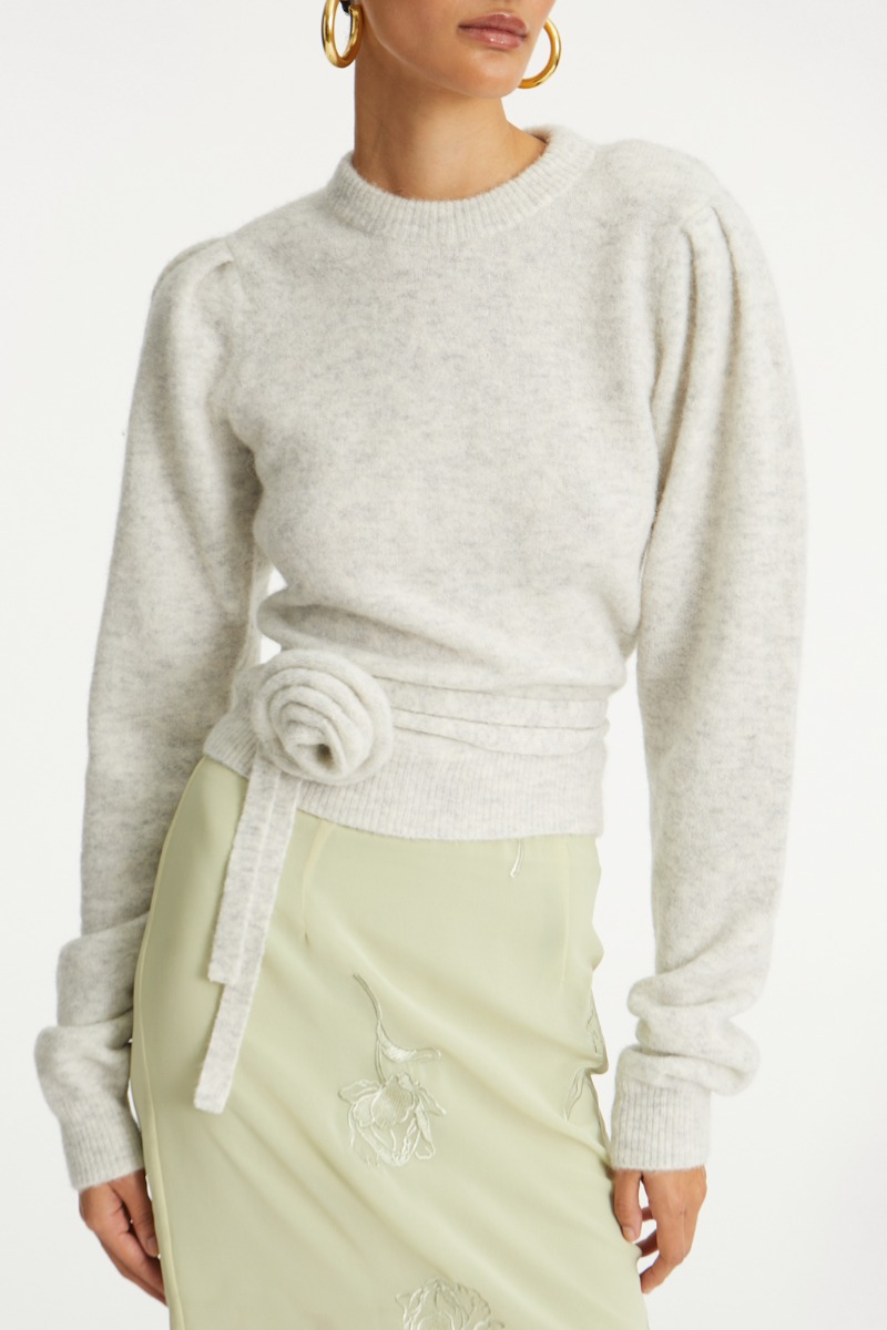 Knit Puff Crewneck Light Grey - ROTATE Birger Christensen